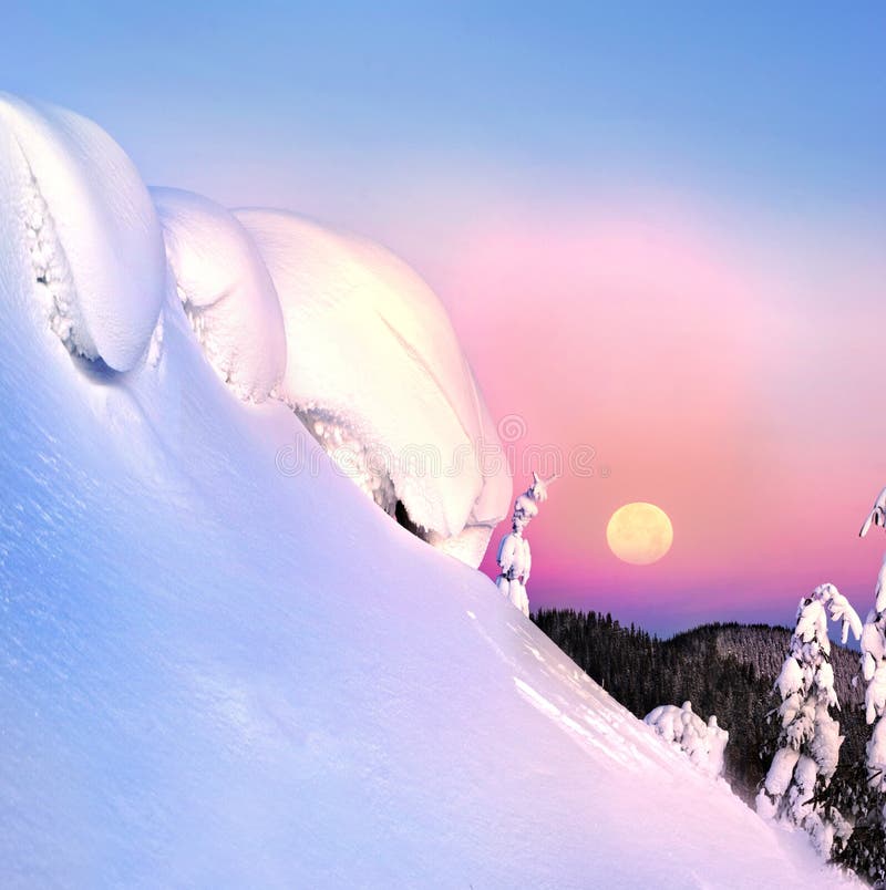 The Snow Cornice at the Top Stock Image - Image of carpathians, mount ...