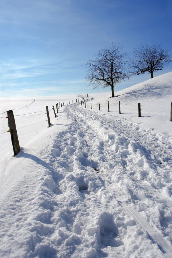 Snow on country path stock image. Image of white, uphill - 8199515