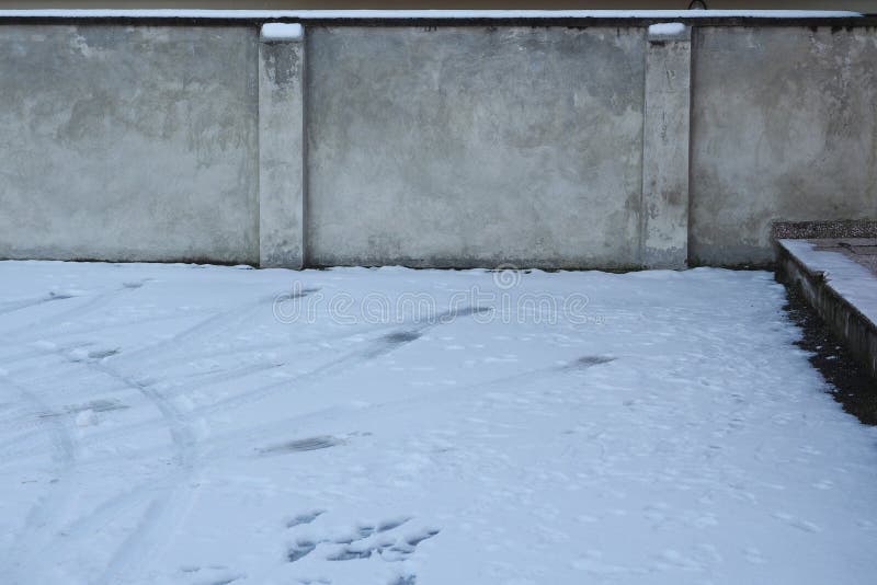 Snow in Courtyard, Copy Space Stock Photo - Image of snowing, white ...