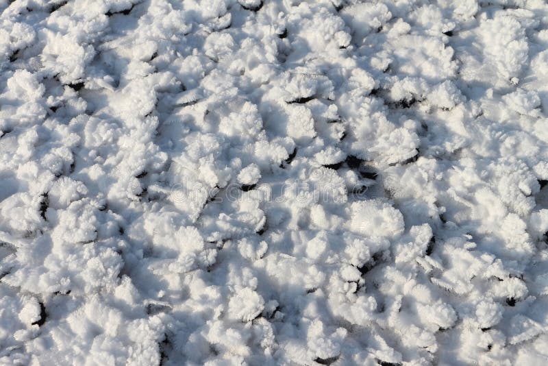 Snow Cover on Ice of the Frozen River Stock Image - Image of black ...
