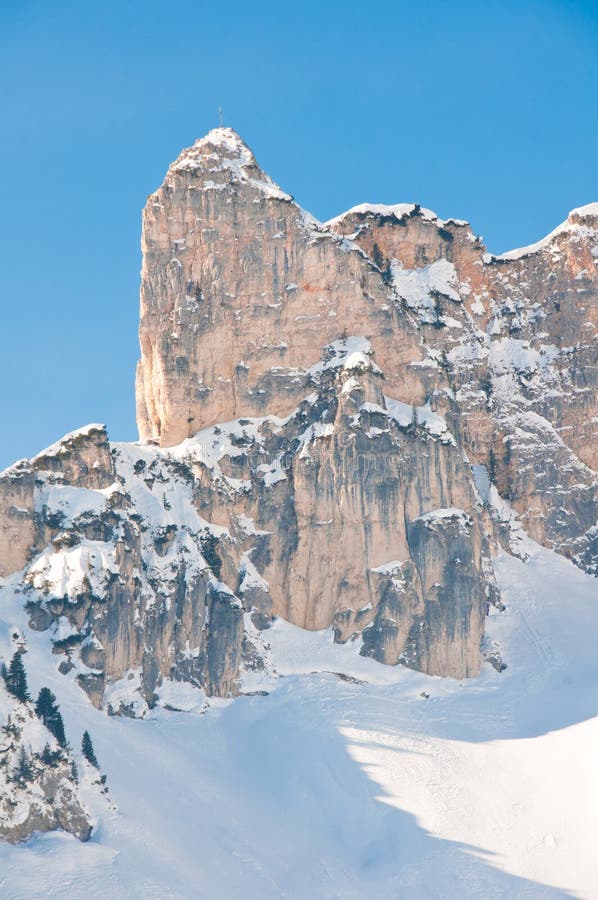 Snow Covered Alpine Mountain Peak Stock Photo - Image of cool, land ...