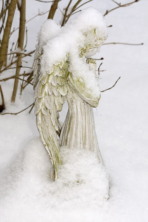 Snow Covered Angel stock photo. Image of figurine, angel - 12444648