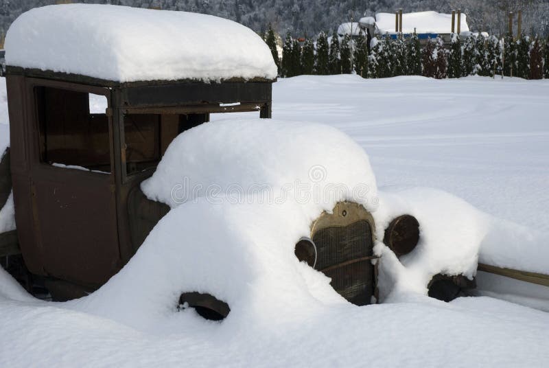 Snow Covered Antique Truck stock photo. Image of rural - 7877054