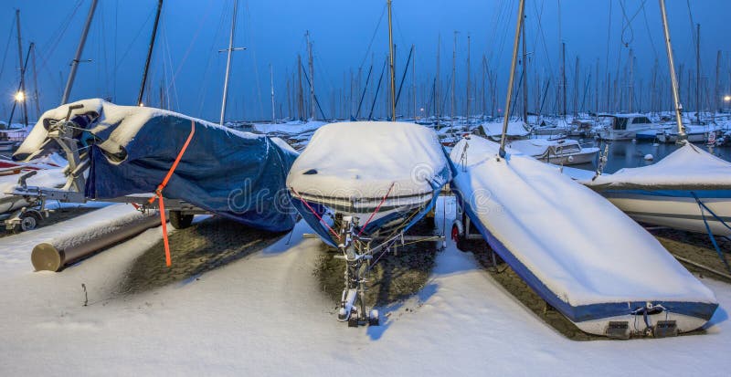 Snow Covered Boats stock photo. Image of lake, sailboat - 28742922