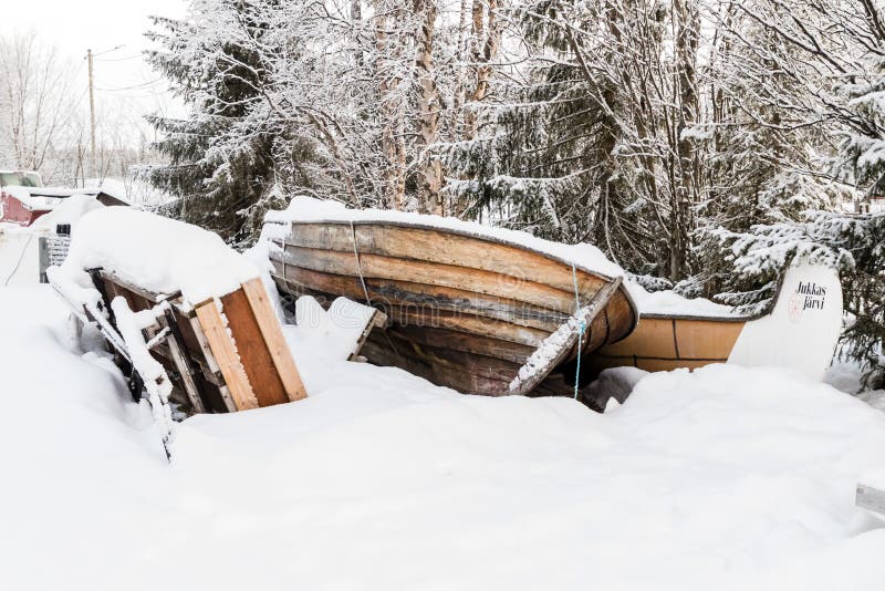Snow Covered Boats on the Shore Stock Image - Image of frost ...