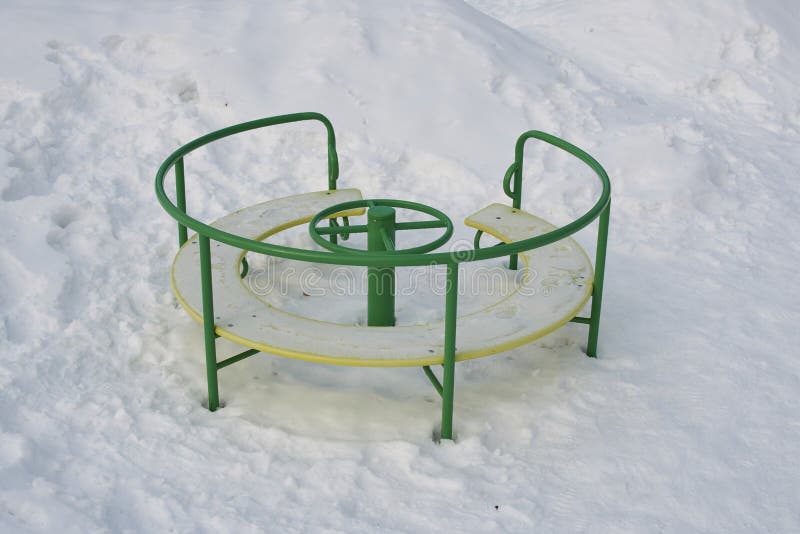 Snow-covered carousel stock photo. Image of frost, winter - 212218504
