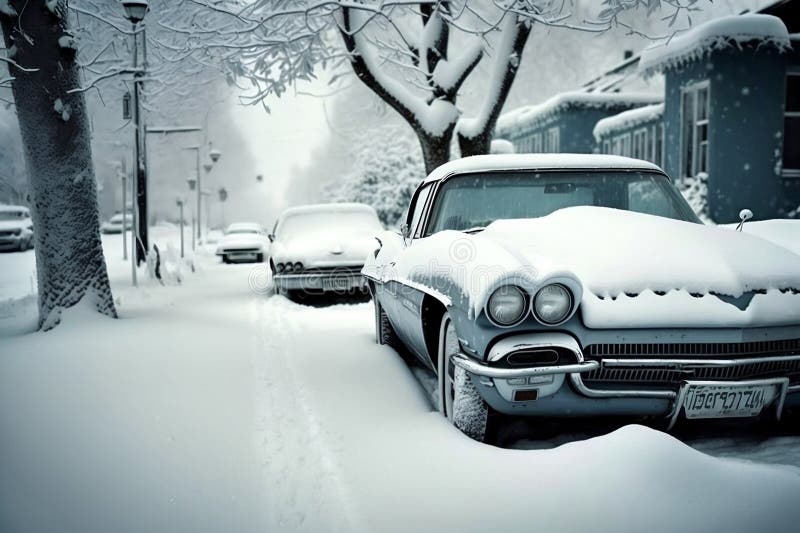 Snow Covered Cars, Cars Under Snow Stock Illustration - Illustration of ...