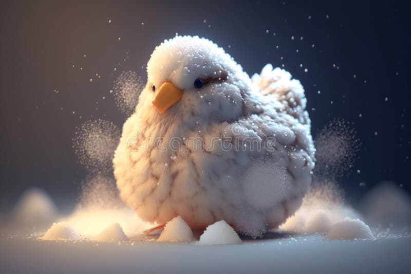 Snow-Covered Chicken that Looks Like a Chicken-Snowman Stock ...