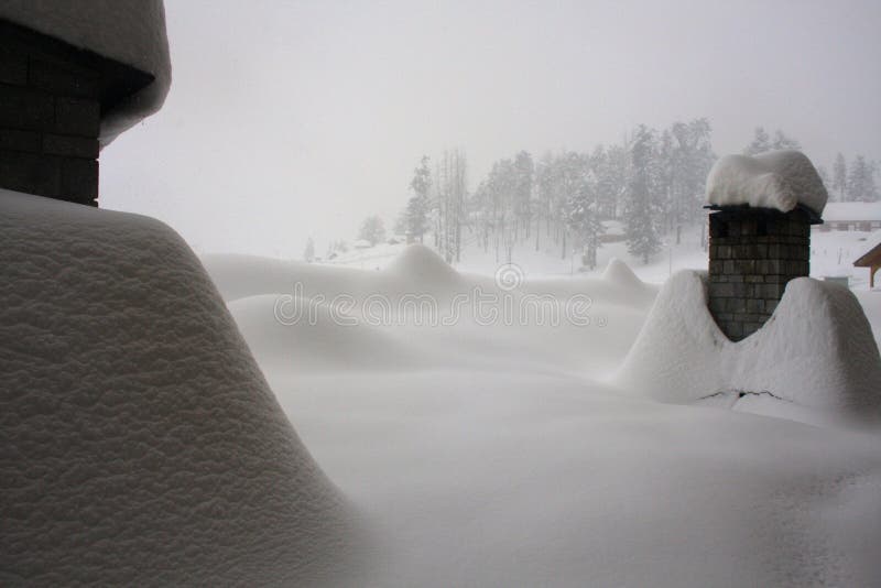 Snow Covered Chimneys stock image. Image of gulmarg, trees - 61569183