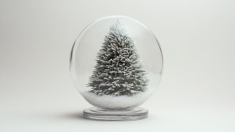 Snow-covered Christmas Tree in a Glass Ball Stock Illustration ...