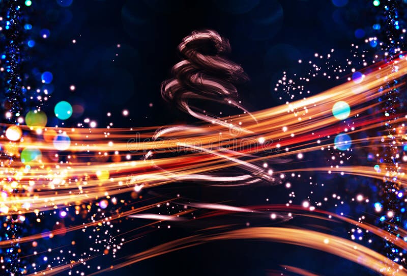 Snow Covered Christmas Tree with Multi Colored Lights Stock Photo ...