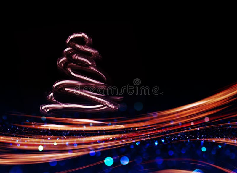 Snow Covered Christmas Tree with Multi Colored Lights Stock ...