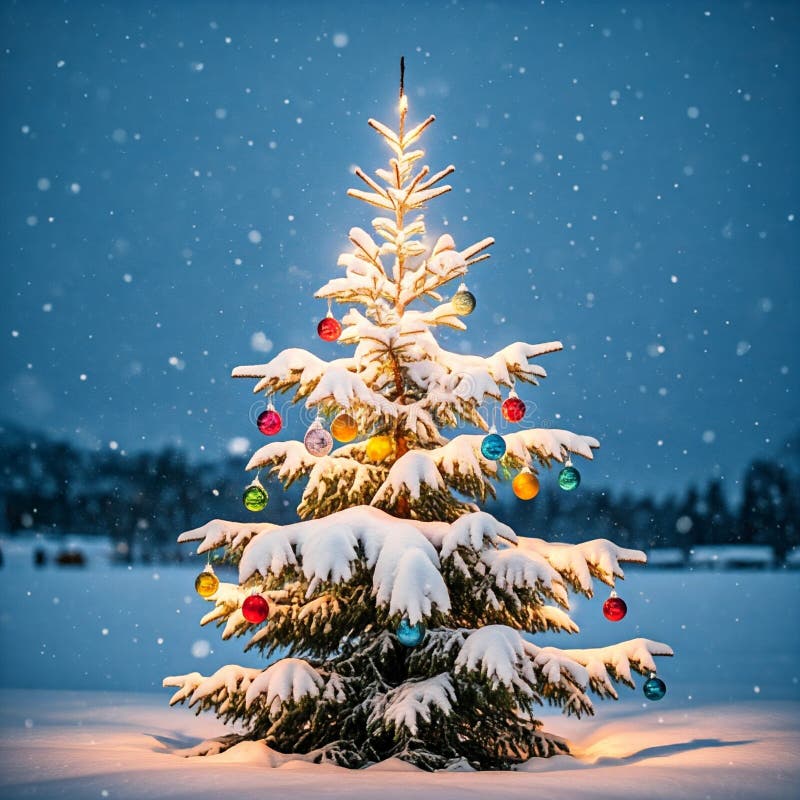 Christmas tree in snow store