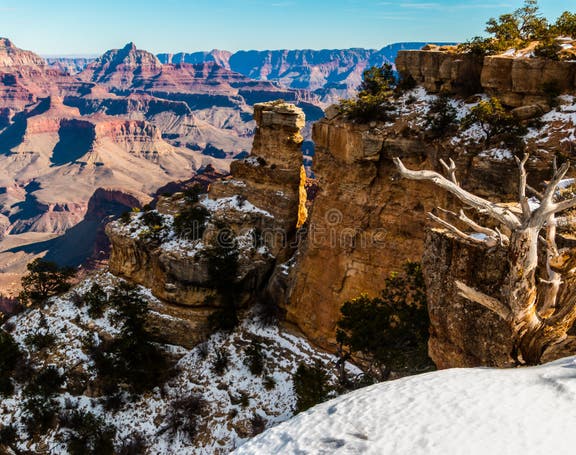 Snow Covered Cliffs Below the Limestone Formations of Grandview Point ...