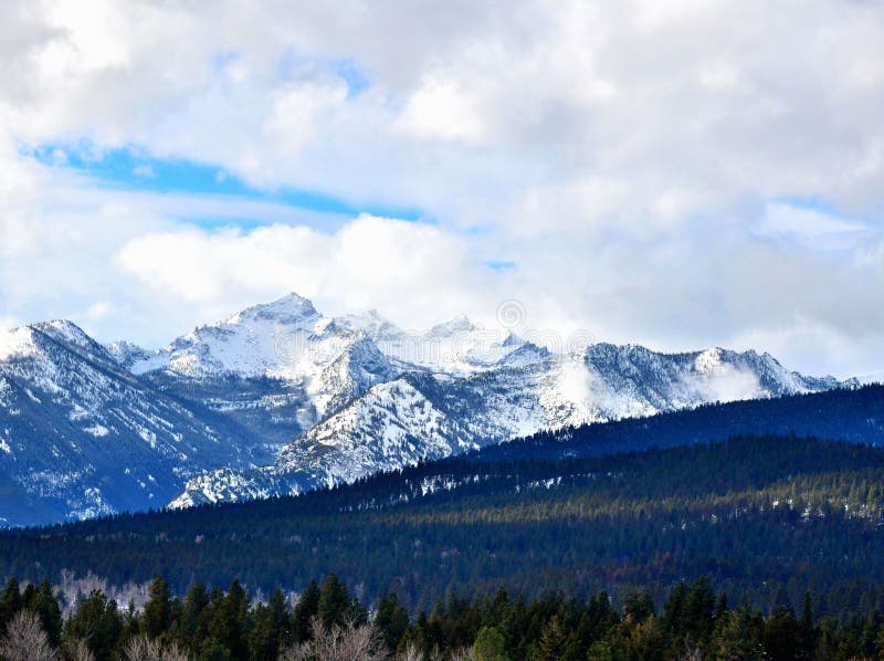 Snow Covered Como Peak, Bitterroot Mountains, Montana. Stock Image ...