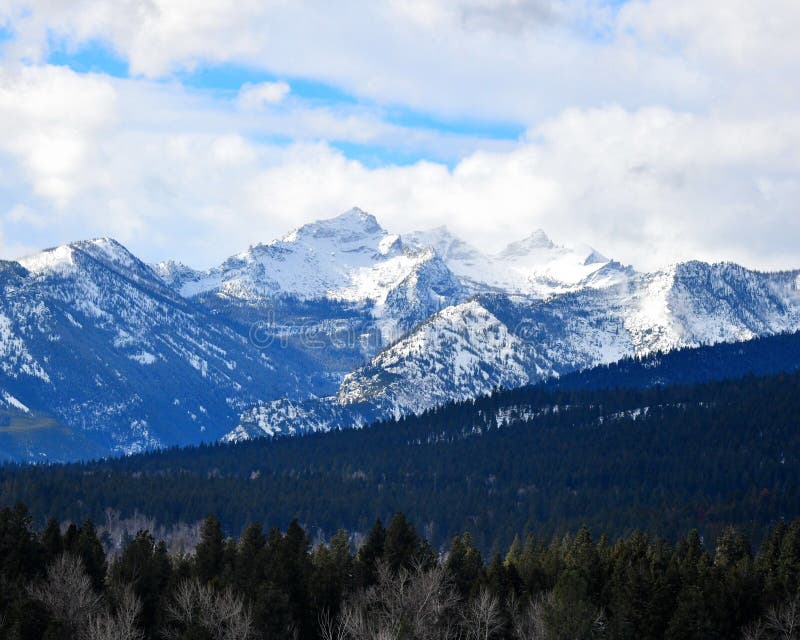 Snow Covered Como Peak, Bitterroot Mountains, Montana. Stock Photo ...