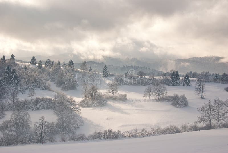 Snow covered country stock image. Image of clouds, snow - 17197965