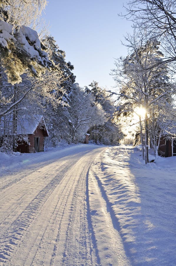 Snow covered country road stock photo. Image of barn - 12327070