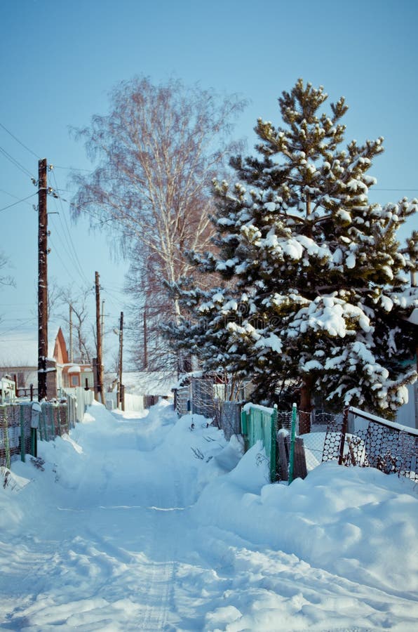 Snow-covered country road. stock photo. Image of detail - 66406220