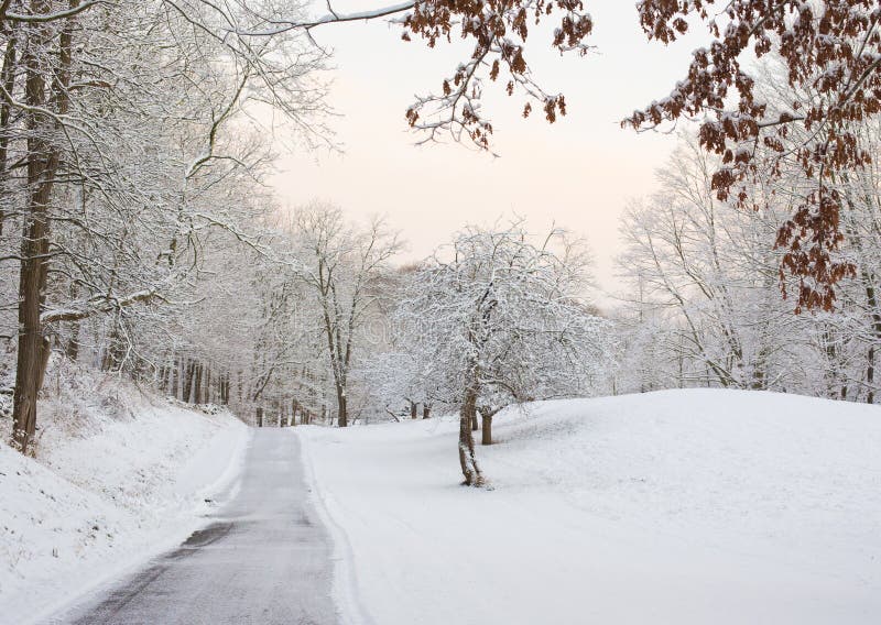 Snow Covered Driveway stock image. Image of scape, country - 35997975