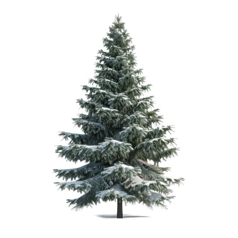 Snow-Covered Evergreen Tree with a White Background Stock Illustration ...