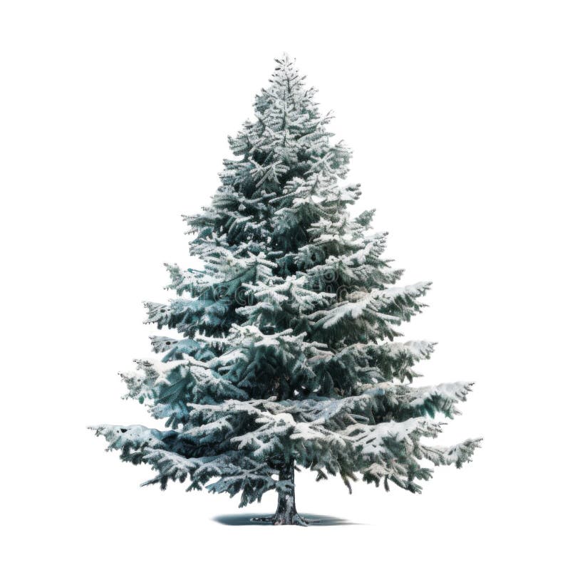 A Snow-Covered Evergreen Tree in Winter Stock Image - Illustration of ...
