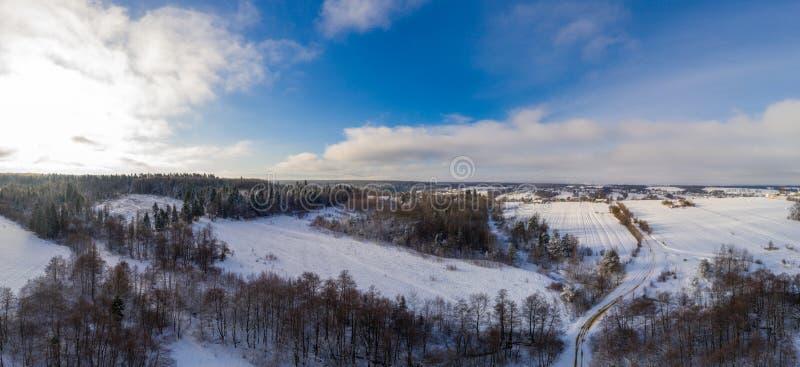 Snow-covered Field and Forest, Panorama of Winter Landscape Stock Image ...