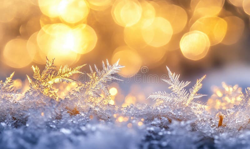 A Snow Covered Field with Snowflakes on the Ground Stock Image - Image ...