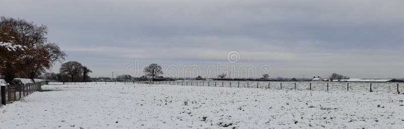 Snow Covered Fields on Welsh Farming Landscape Stock Image - Image of ...