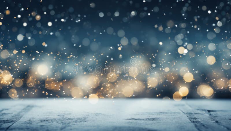 Snow Covered Floor and Snow Falling Across the Night Sky, Stock Photo ...