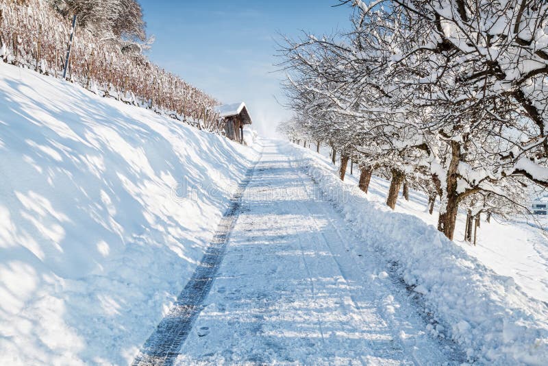 Snow Covered Footpath in Winter Season Stock Photo - Image of season ...