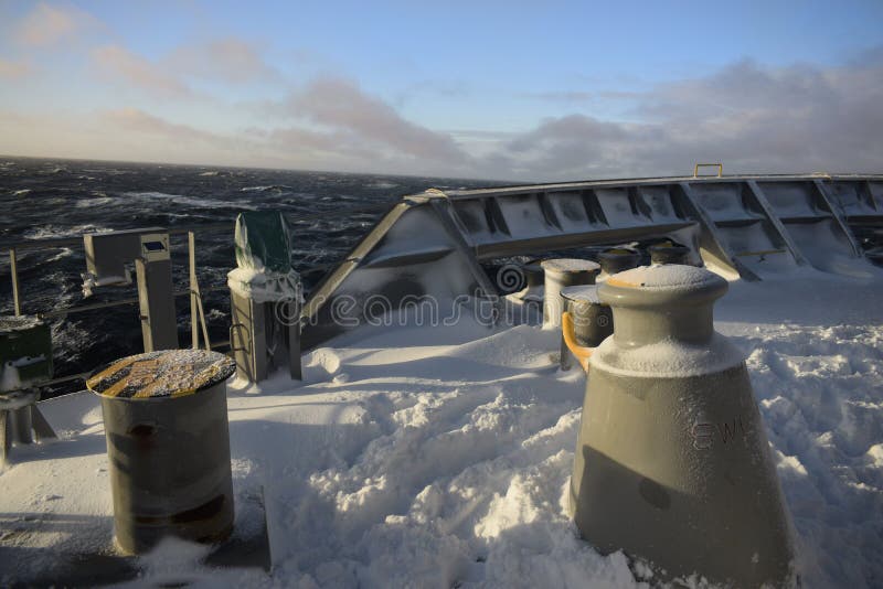 Snow Covered Fore Castle Deck Stock Photo - Image of wave, vehicle ...