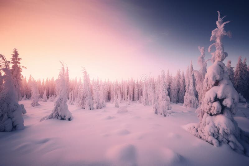 A Snow Covered Forest with Lots of Trees. Generative AI Image. Stock ...
