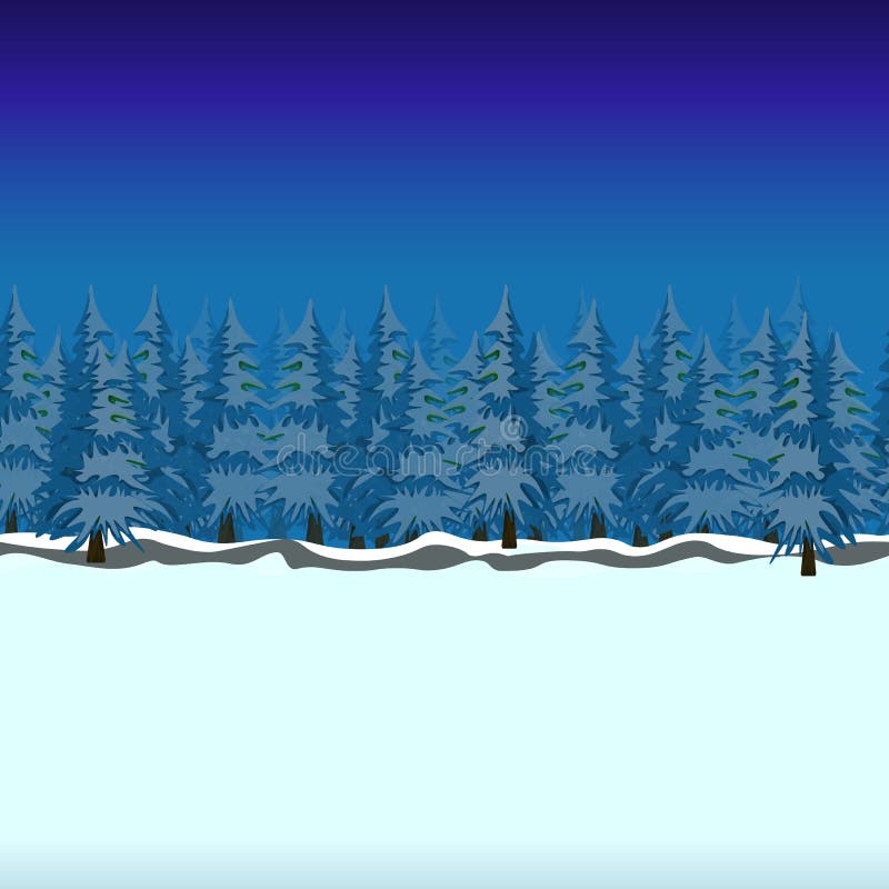 Snow-covered Forest Pattern. Cute Winter Repeating Landscape Stock ...