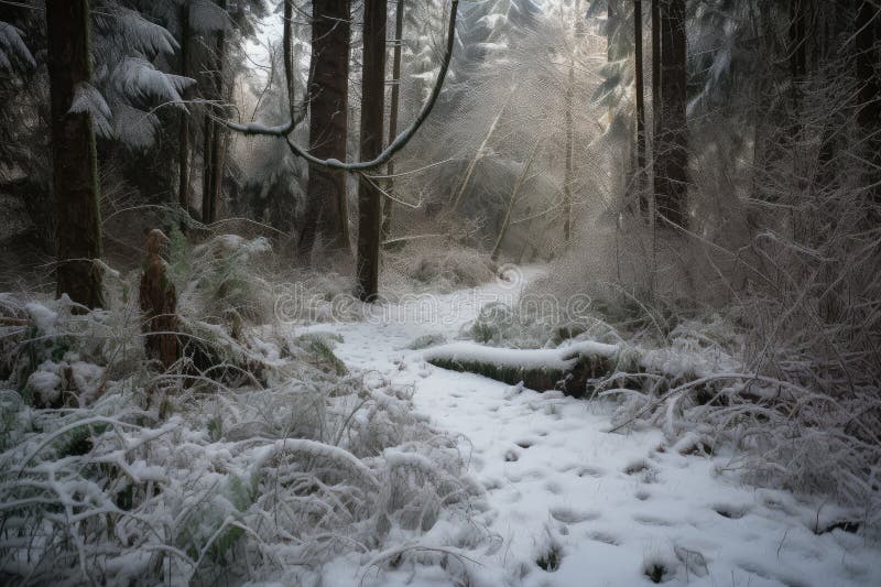 Snow-covered Forest, with the Sound of Snow Crunching Underfoot Stock ...