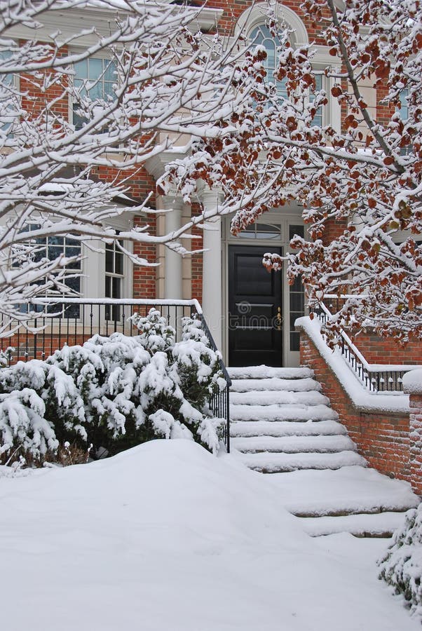 Front Steps of Modern Brick Townhouses Stock Image - Image of seasonal ...