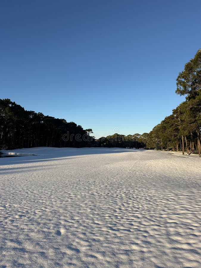 Snow Covered Golf Course in Miramar Beach Florida Stock Image - Image ...