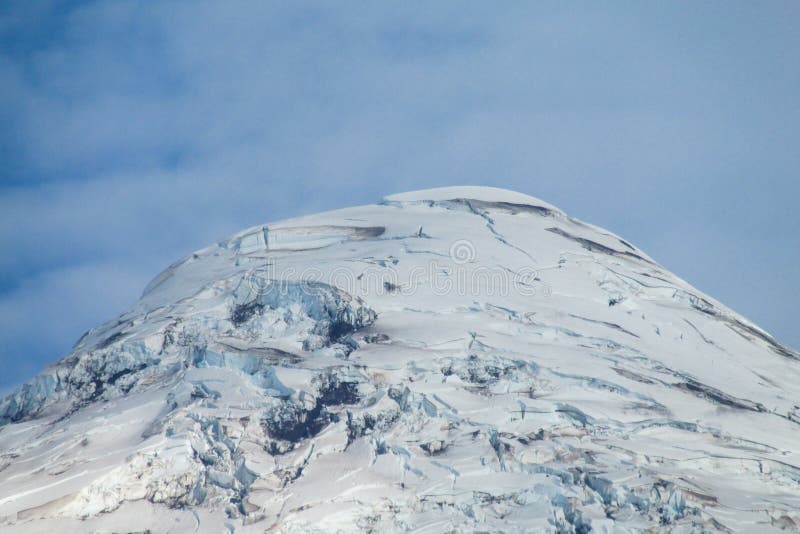 Snow Covered Hight Volcano Summit Above the Forest Stock Photo - Image ...