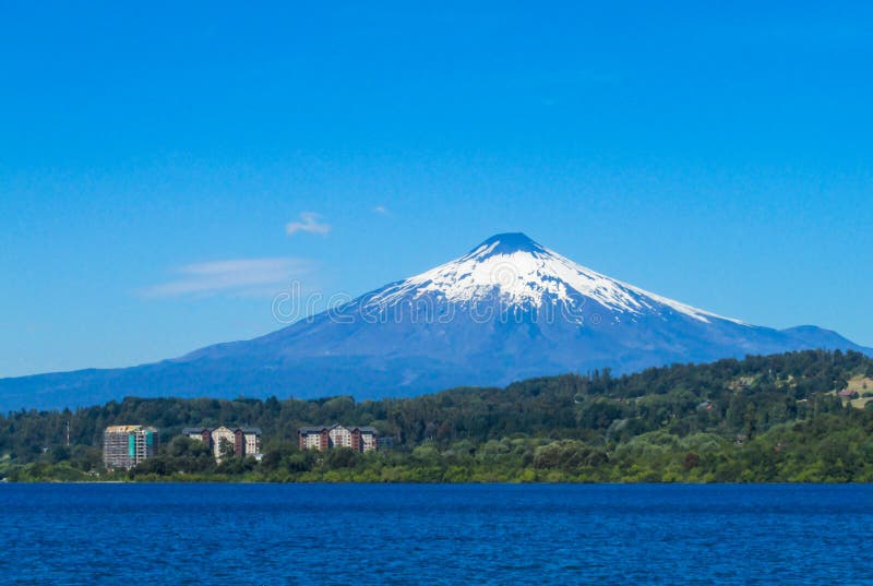 Snow Covered Hight Volcano Villarica Summit Stock Photo - Image of ...