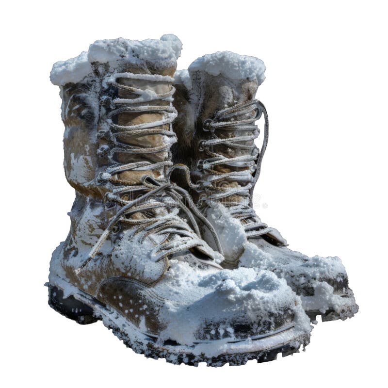 Snow-Covered Hiking Boots stock photo. Illustration of frost - 333219914