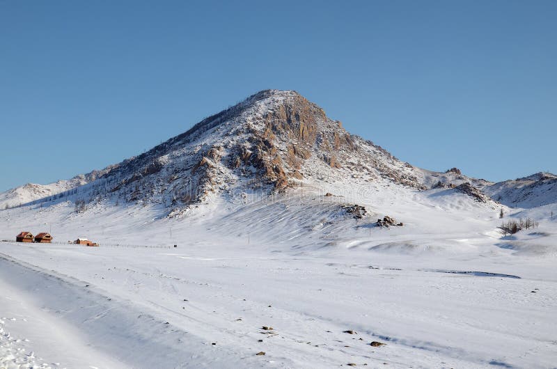 Snow-covered Hills. Mongolian Winter Landscape Stock Image - Image of ...