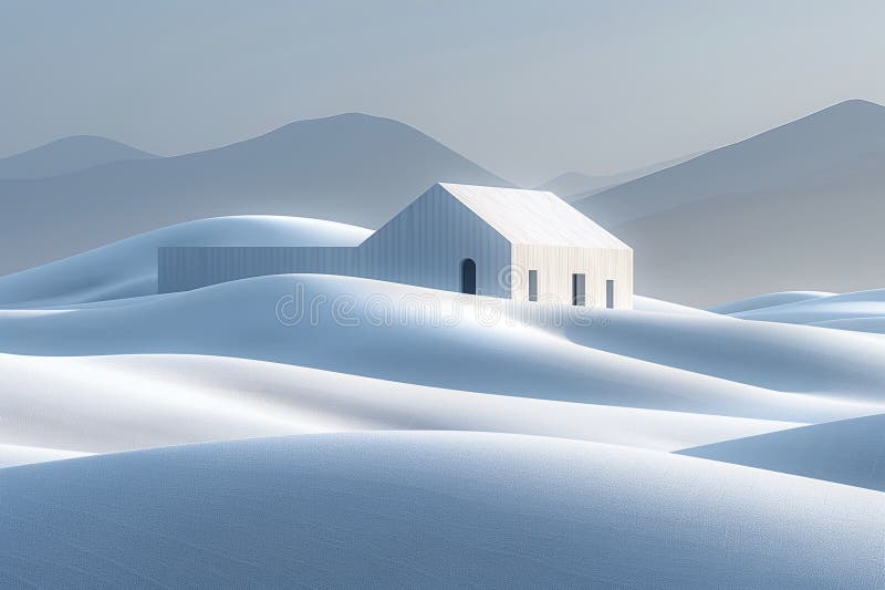 Snow-covered House in a Secluded Field by Mountains, AI-generated ...