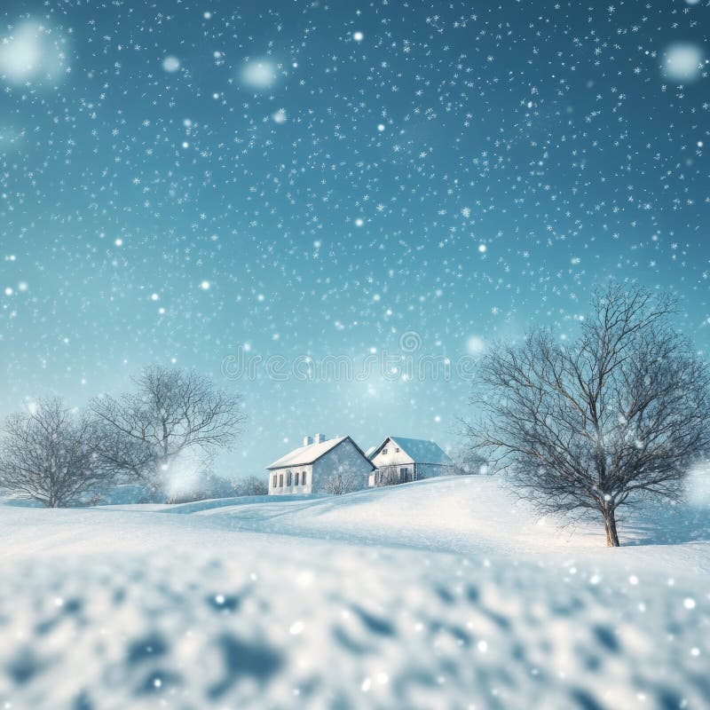 Snow Covered House and Snow Covered Yard Stock Image - Image of card ...
