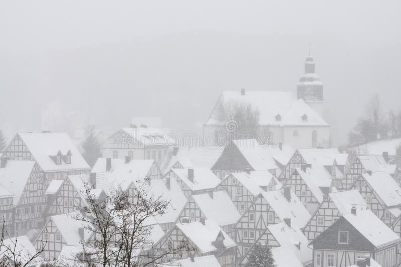 German town in winter stock photo. Image of european - 12249416