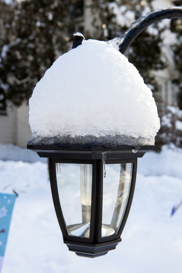 Snow Covered Lamp stock image. Image of lamp, light, winter - 49965829