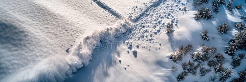 A Snow Covered Landscape with a Large Wave of Snow Stock Photo - Image ...