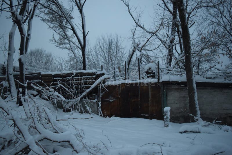 Snow-covered Landscape. Severe Winter Snow, Wind, Cold Stock Photo ...