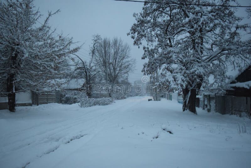 Snow-covered Landscape. Severe Winter Snow, Wind, Cold Stock Image ...