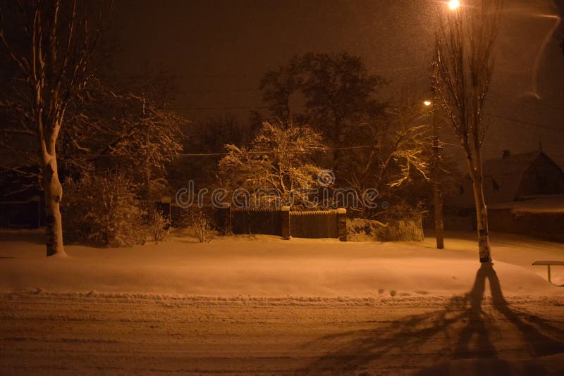 Snow-covered Landscape. Severe Winter Snow, Wind, Cold Stock Photo ...