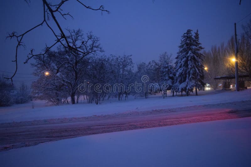 Snow-covered Landscape. Severe Winter Snow, Wind, Cold Stock Image ...